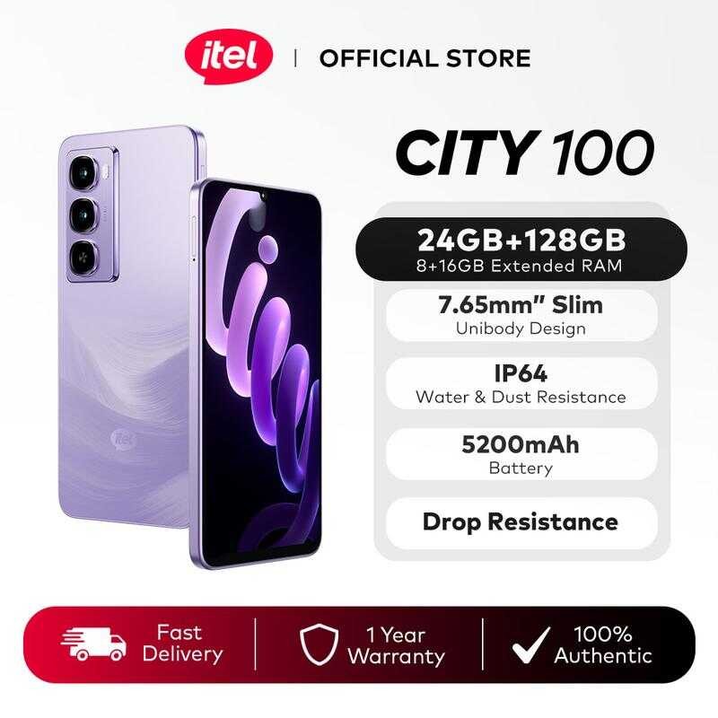 Itel CITY 100 24Gb (8+16Gb Extended Ram) + 128Gb ROM | Ip64 Drop ...