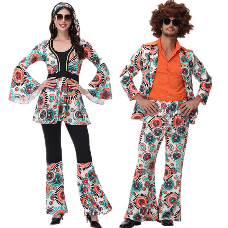 Hippie Costume 70s Nostalgic Stage Performance Outfit Set for Adults ...