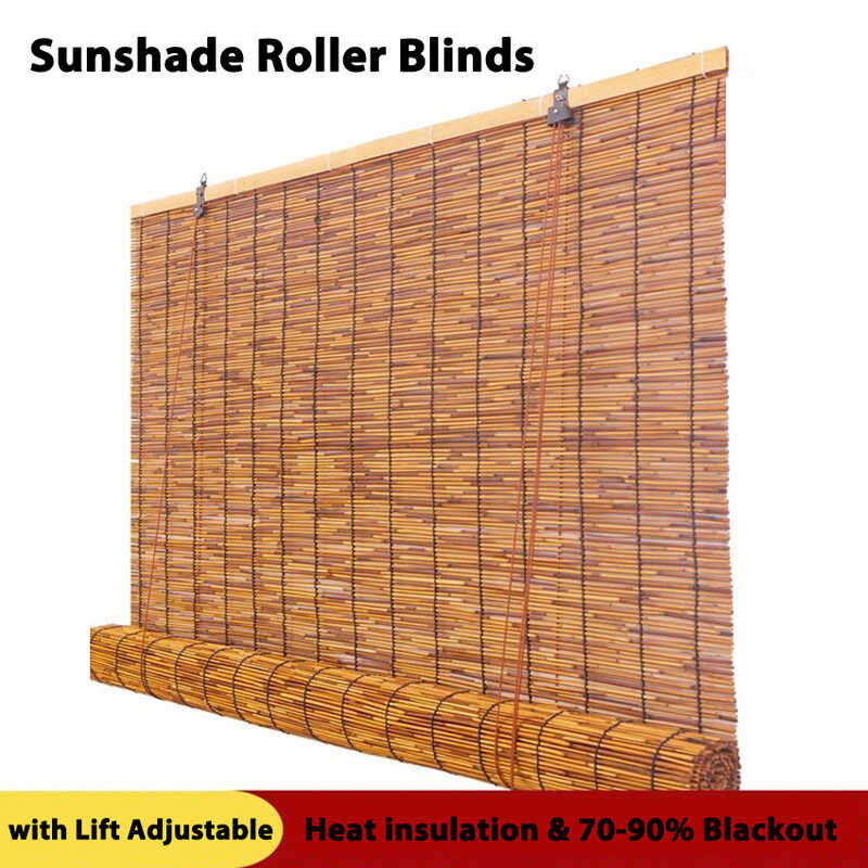 Sunshade Roller Shutter Heat Insulation Blackout Bamboo Reed Roll-Up ...