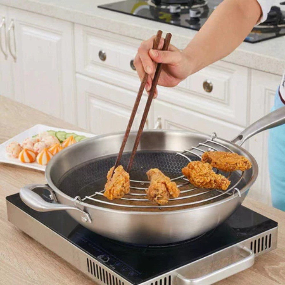 32cm Frying Oil Strainer Stainless Steel Oil Strainer Rack Oil Drainer ...