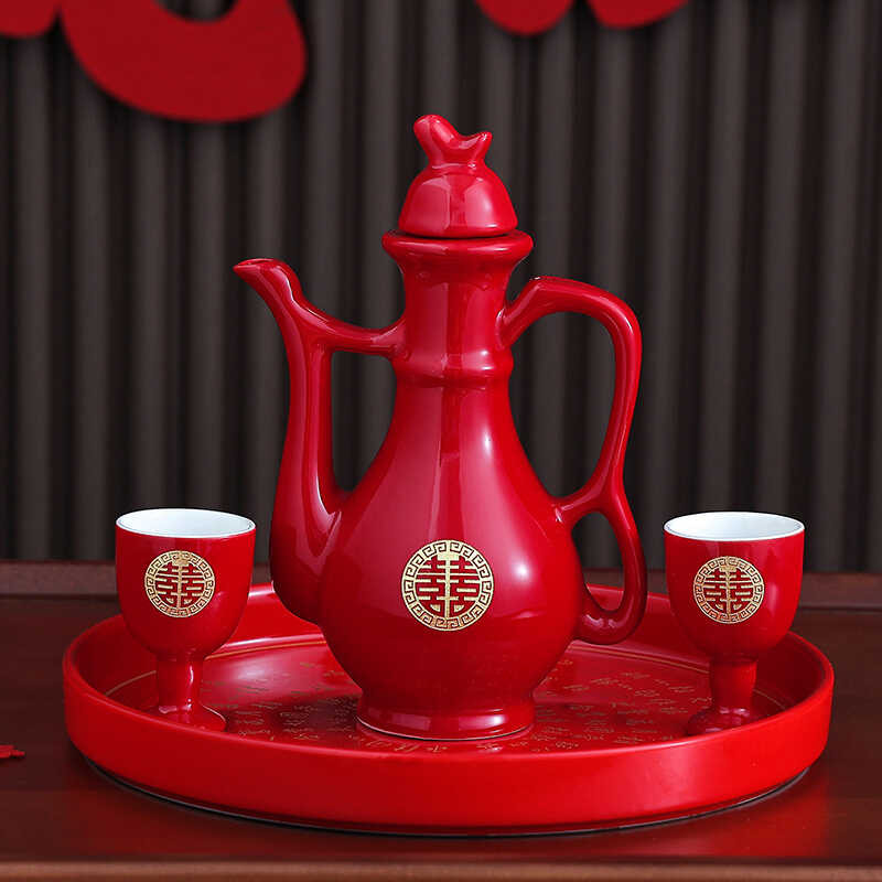 Wedding Toast Cup and Wine Pot Set Chinese Style Wedding Banquet ...