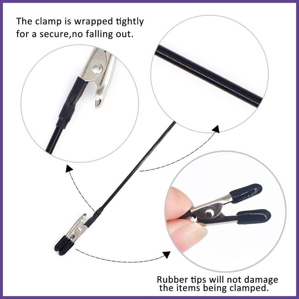 ☑ 20pcs/pack Metal Model Painting Alligator Clip Stick with Rubber Tips ...