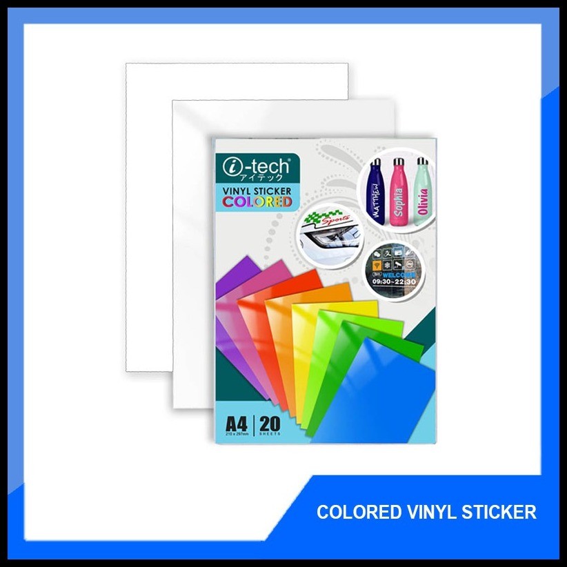i-tech Waterproof PVC Vinyl Sticker A4 Colored Crafting Decals Self ...