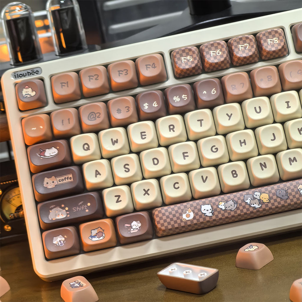 Coffee Cat Keycaps MOA Profile 120 Keys PBT Dye Sublimation Wooting ...