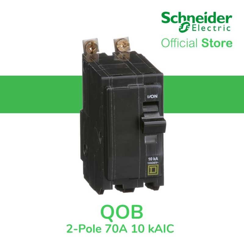 Schneider QOB UL 2-Pole 70A Bolt-On Miniature Circuit Breaker 120/240V ...