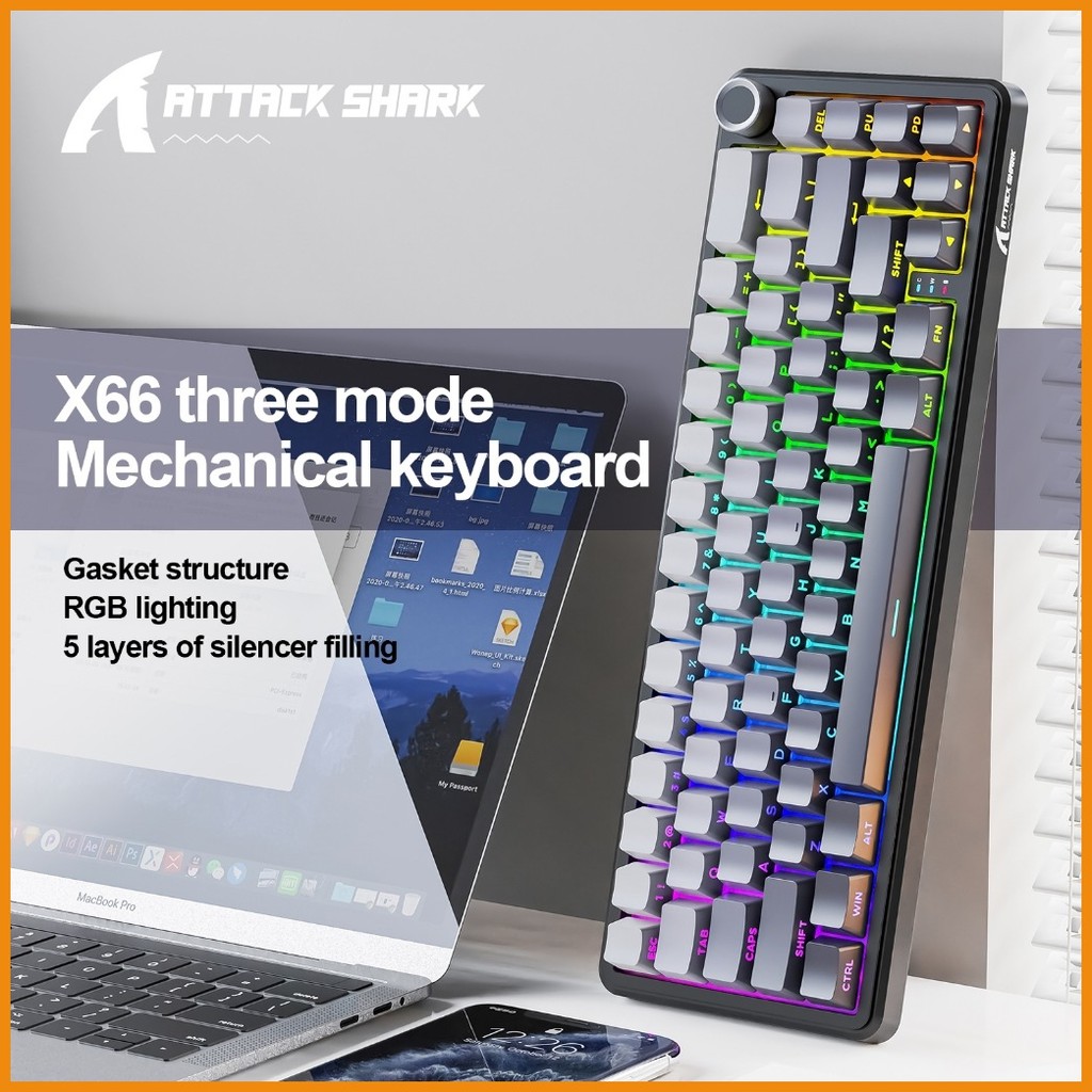 Attack Shark X66 Wireless bluetooth RGB three-mode mechanical keyboard ...