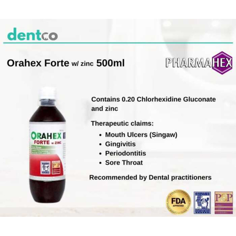 Orahex Forte W/ Zinc Mouthwash 500Ml Oral 601 | Shopee Philippines