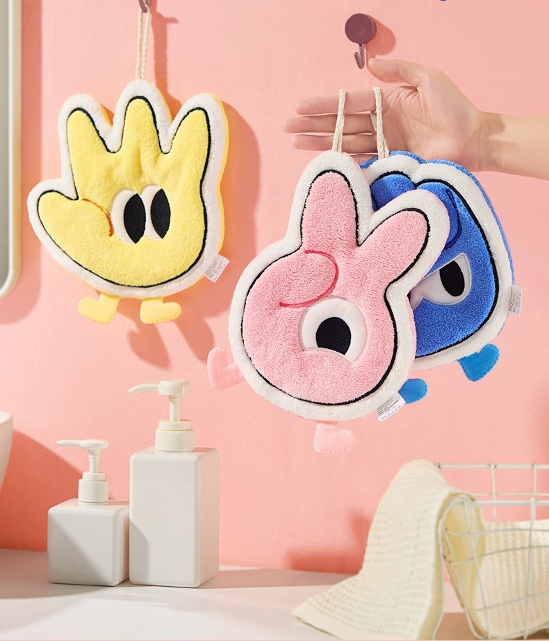 Rock Paper Scissors Cartoon Themed Hanging Hand Towel Coral Fleece ...