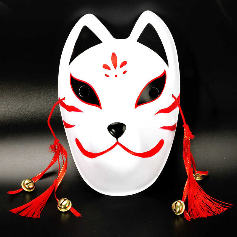 Full Face Cute Japanese Style Fox Mask Uni Cosplay Costume Hand Painted ...