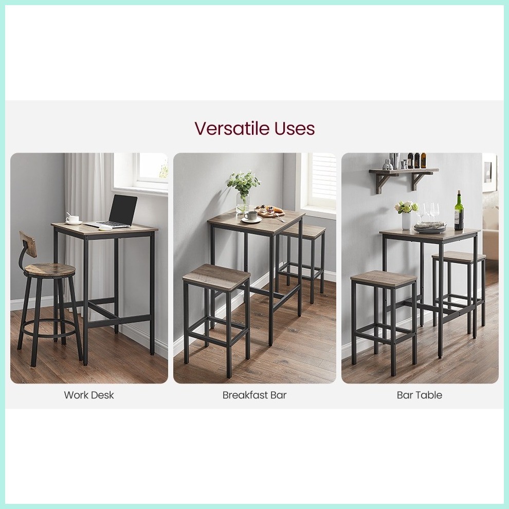 Bar table set square table + 2 pc stools dining table saves space in ...