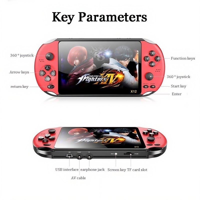 Psp X7/X12/X70 Handheld Game Console GameBoy 7-Inch HD Large Screen ...