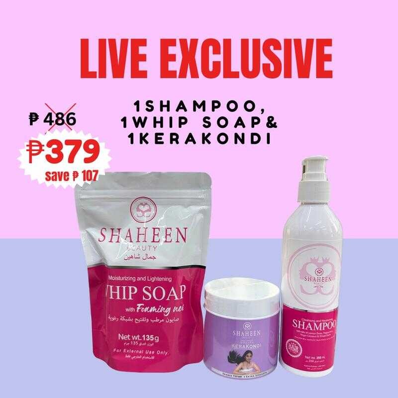 Shaheen Beauty Bundle Of 3 1 Whip Soap+ Shampoo+1 Kerakondi Conditioner ...