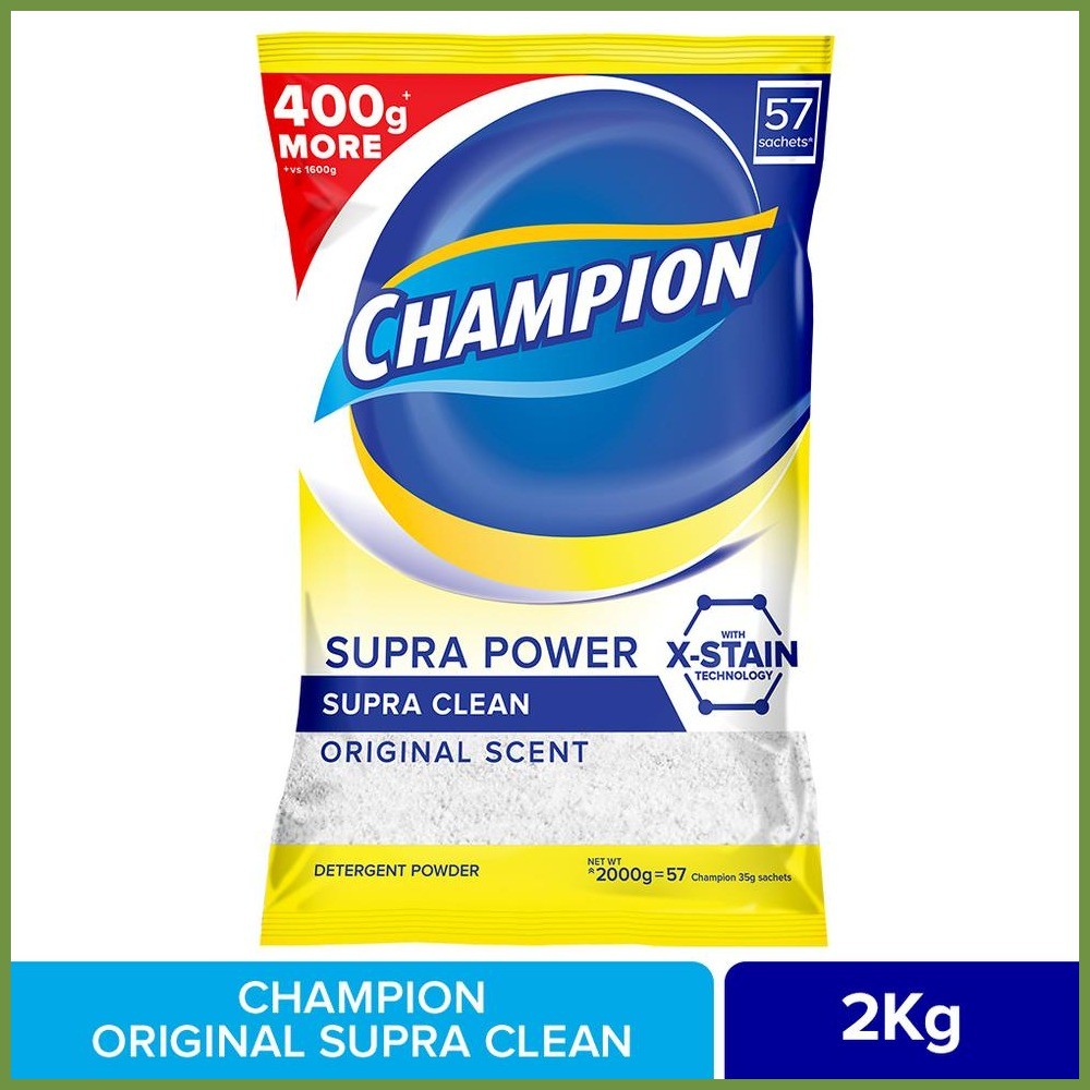 Champion Laundry Detergent Powder Original Supra Clean 2Kg | Shopee ...