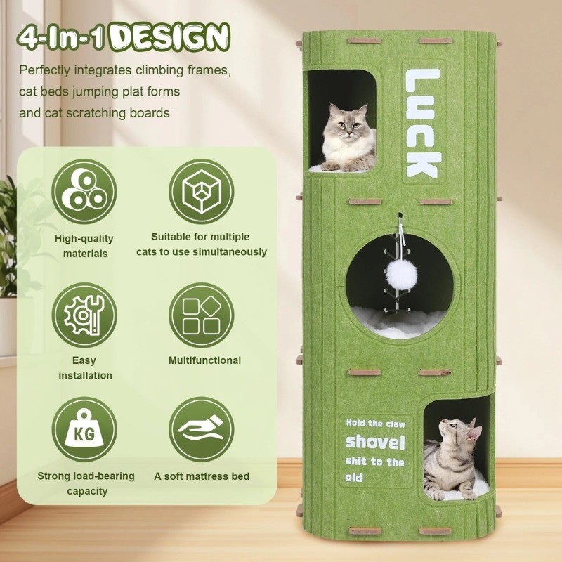 Smarttail Large MultiLevel Cat Tree House Condo for Multiple Cats ...