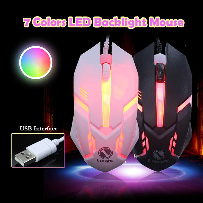 USB Wired Gaming High Performance Mouse With 7 Colours Rainbow LED For ...