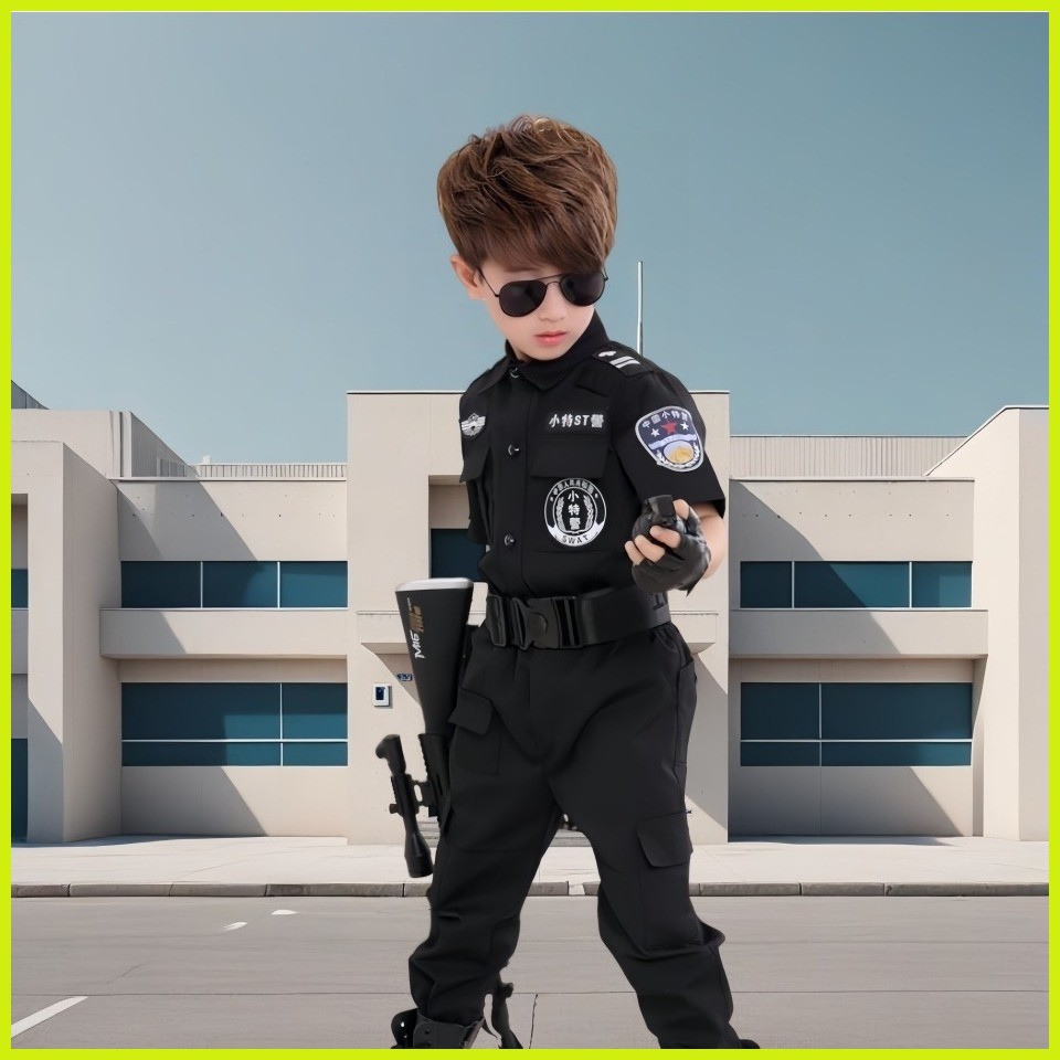 Police Costume For Kids Boy Pulis Costume For Kids Girl 8 PCS Set ...