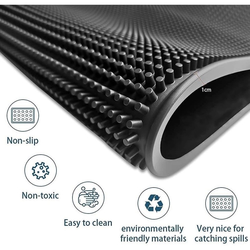 Black Bar Mat Rubber Spill Mat - Anti-Slip Glass Drip Tray Beer Drink ...