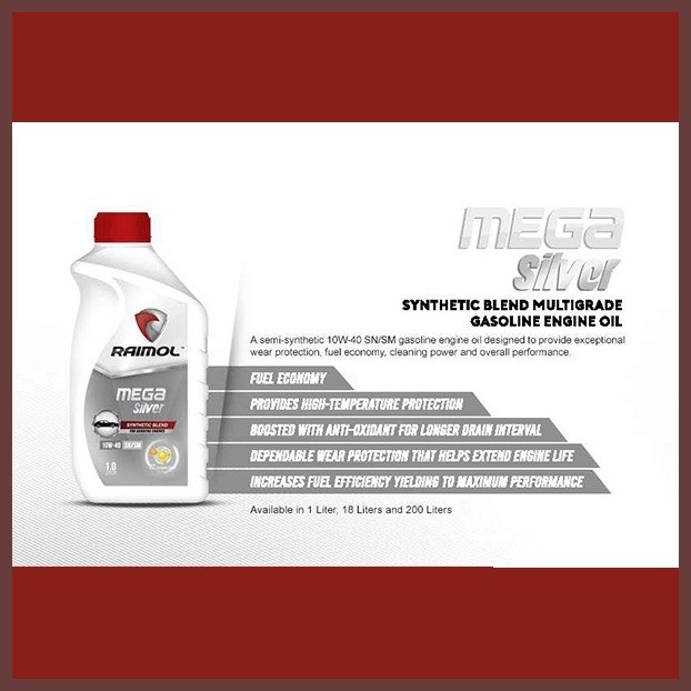 RAIMOL MEGA SILVER 1L 10W-40 SN SM CJ4 SYNTHETIC BLEND ENGINE OIL 1L ...