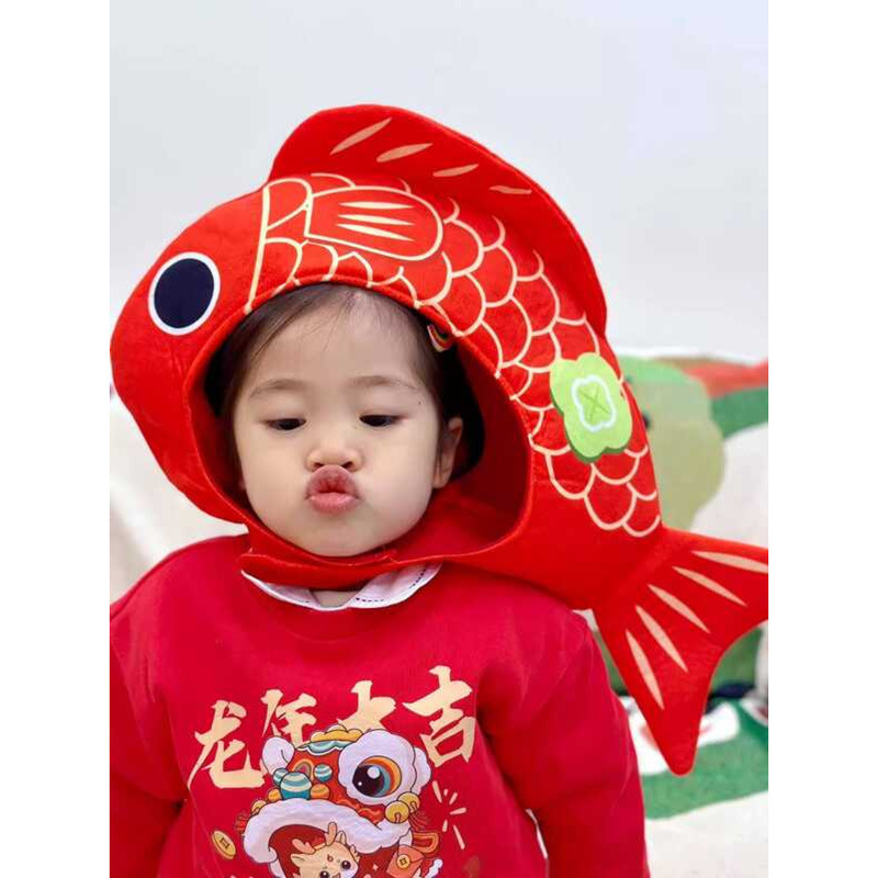 New Year Chinese Style Koi Fish Headgear Hat for Children Festive ...