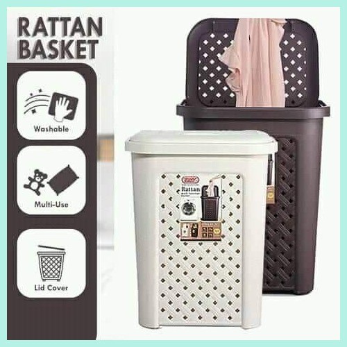 ZOOEY RATTAN LAUNDRY BASKET WITH COVER | Shopee Philippines