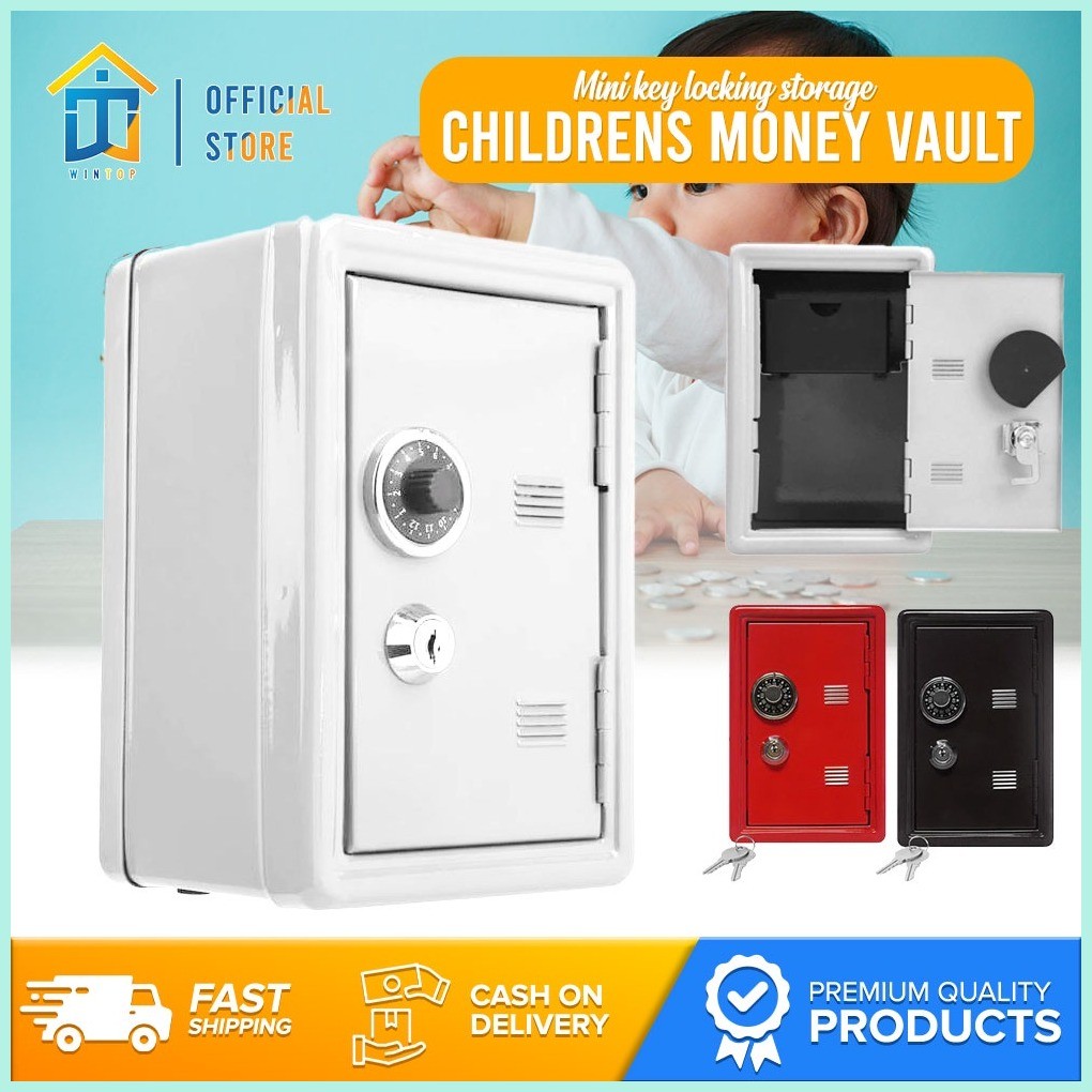 Children Coin Bank Mini Safe Mini Vault Box with Key Lock | Piggy Bank ...