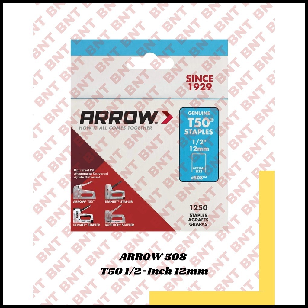 ARROW 508 Genuine STAPLES T50 1/2-Inch 12mm (1250 pieces Staples ...