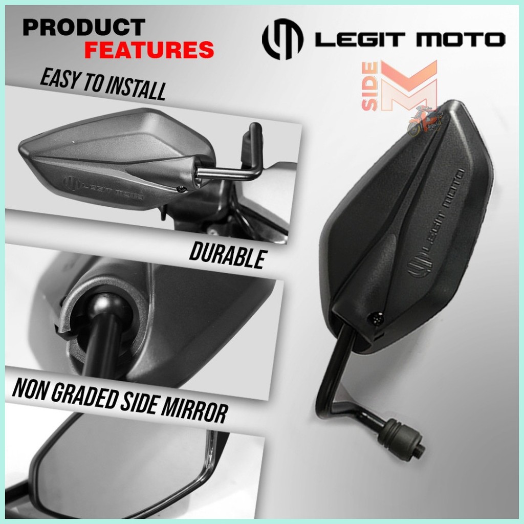 HONDA AIRBLADE LEGITMOTO ORIGINAL SIDE MIRROR CURVE BLACK/CHROME STEM ...