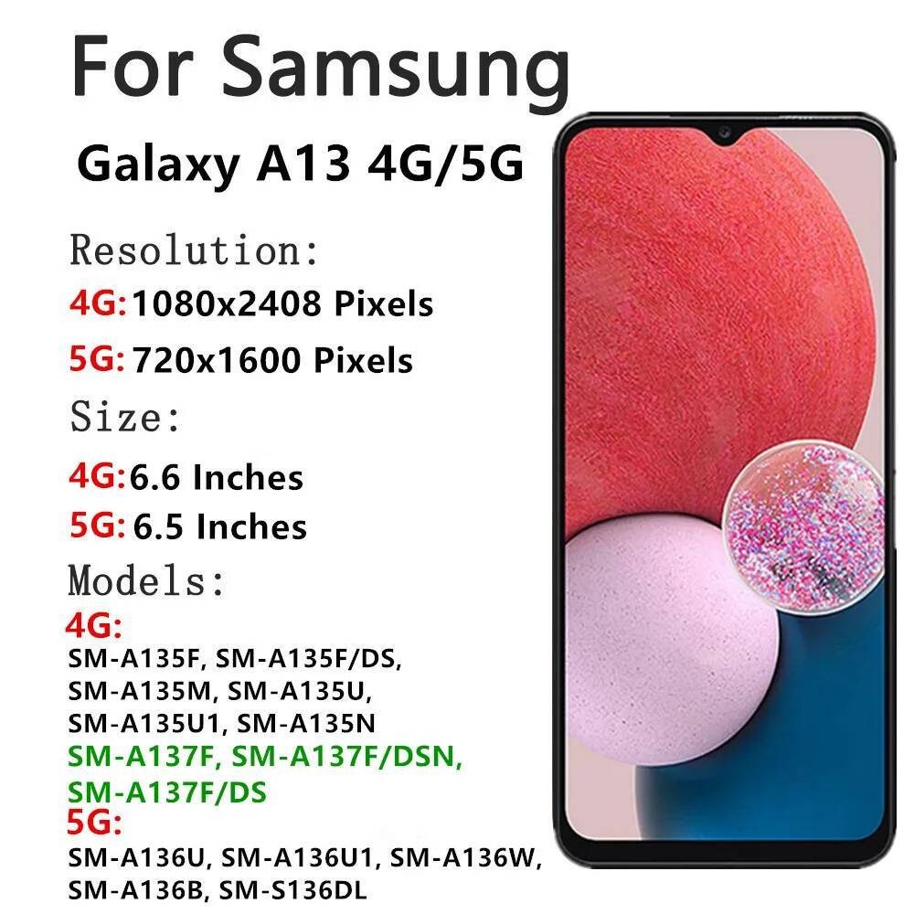A13 Galaxy 4G 5G LCD Display Touch Screen Digitizer Assembly For A135 ...