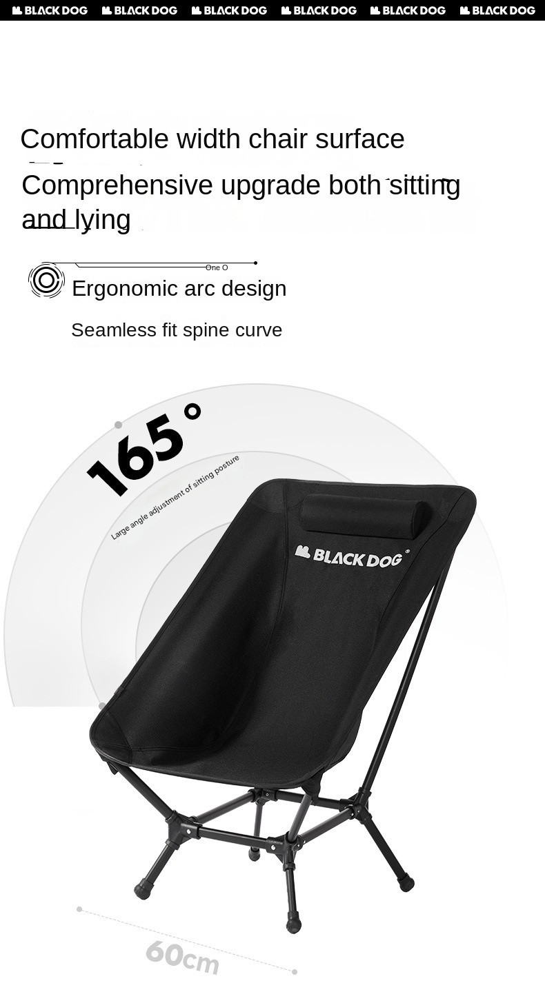 BLACKDOG High Back Moon Chair Portable Ultralight Foldable Aluminum ...