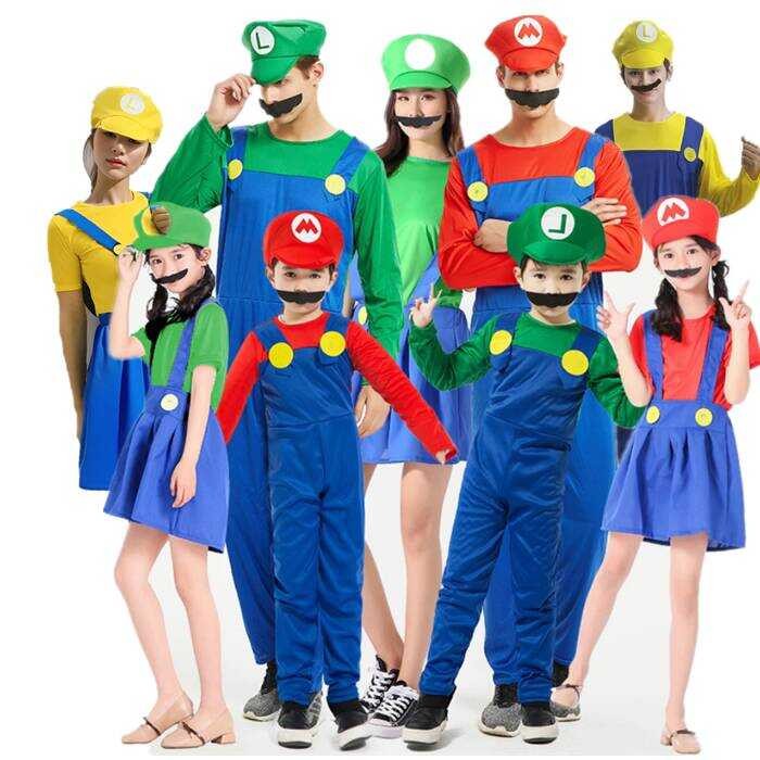 Halloween Anime Clothing Matching Cosplay Kids Mario Clothes Super Mary ...