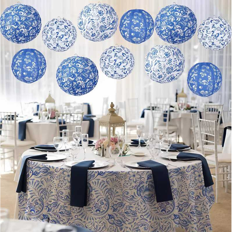 Blue And White Porcelain Paper Lantern Chinese Classical Hanging ...