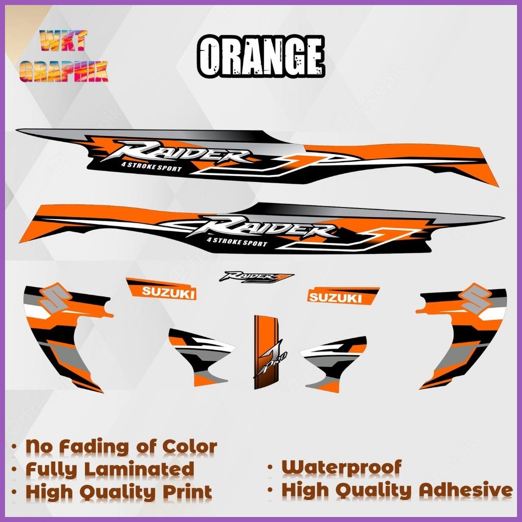 ♀ SUZUKI RAIDER J 110 STOCK DECALS (WATERPROOF, LAMINATED, NO FADE ...