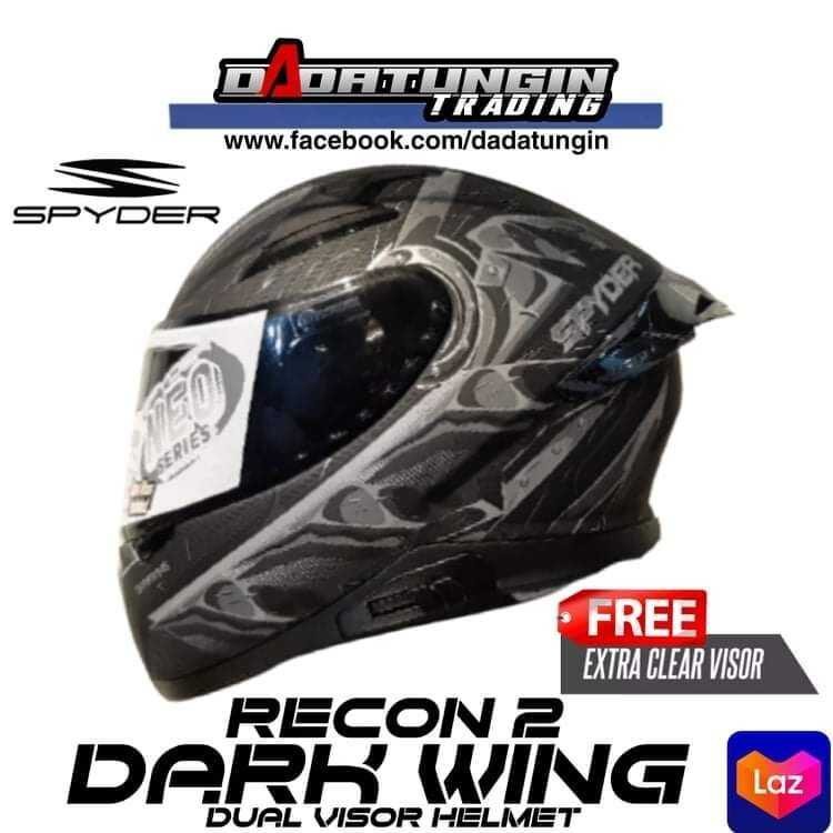 3 SPYDER Recon 2 Darkwing Dual Helmet + Free Extra Clear Visor And Neo Series Sticker Pack Da3 ...