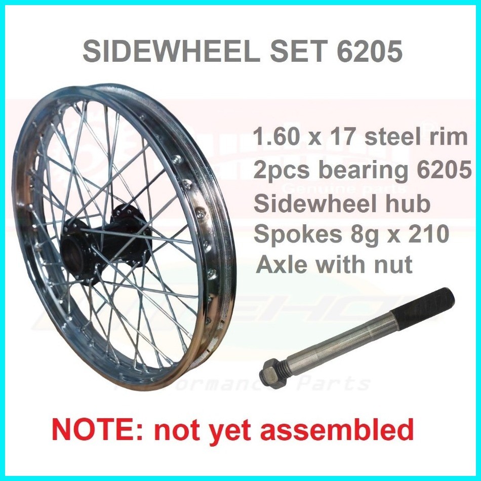 6205 Sidewheel Tricycle Sidecar Rim Assy (Axle, Bearings, Hub, Rim ...