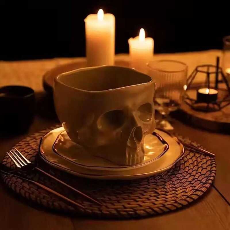 W Retro Porcelain Skull Pasta - Gothic Halloween Tableware, Unique ...