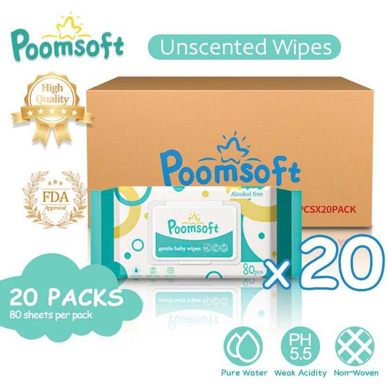 [Fda Approved]Poomsoft 20 Packs X 80Pcs Unscented Alcohol-Free Baby Wet ...