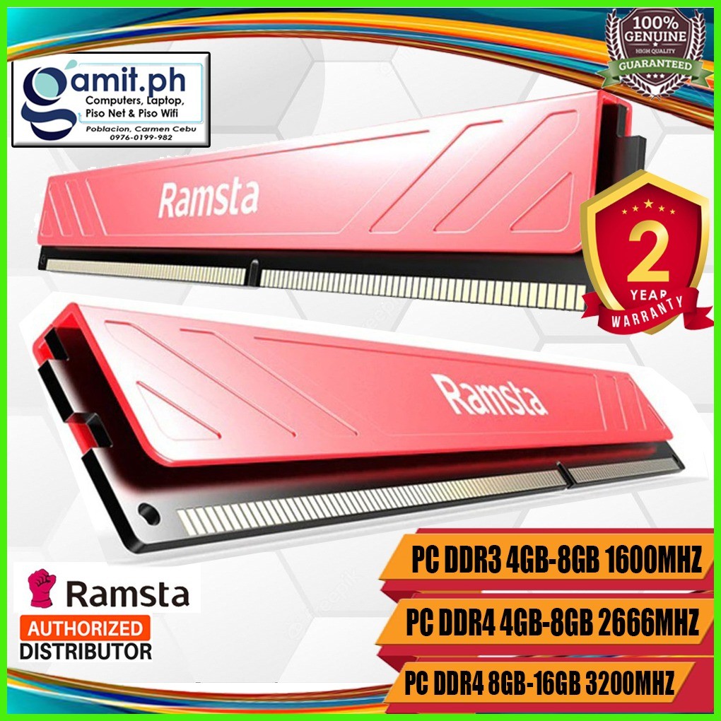 Ramsta Memory ddr3 ram ddr4 ram 4gb 8gb 16gb heatsink desktop auto ...