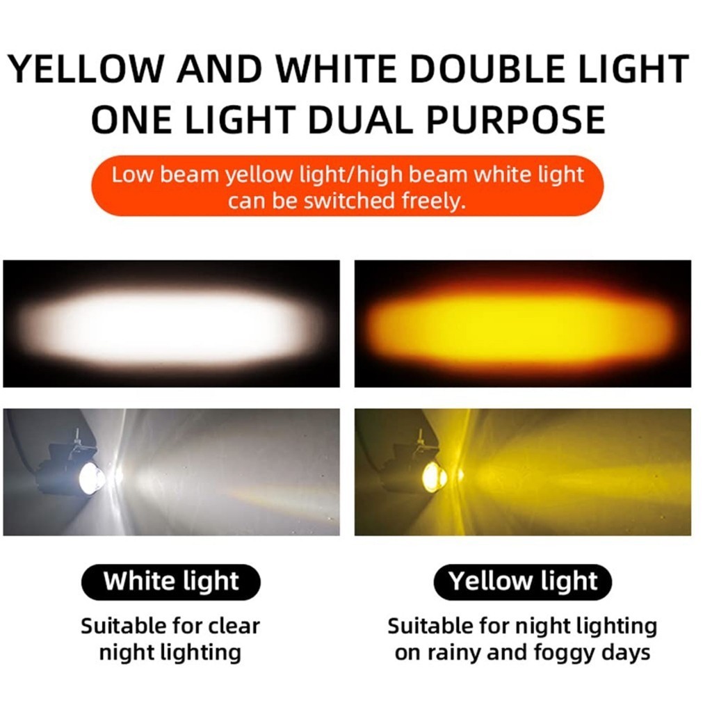 2Pcs Motorcycle Mini Driving LED Light Super Bright Waterproof ...