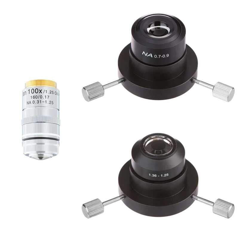 W Amscope - Dry Oil Darkfield Condenser & Plan Iris Objective Set For ...