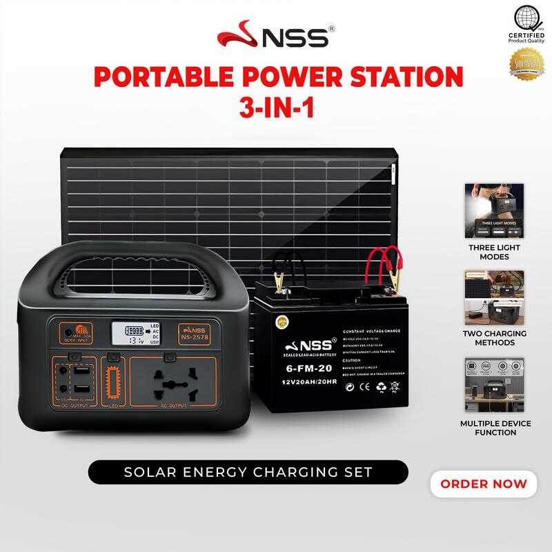 NSS 3-In-1 Power Station - 150 Watts Portable Solar Generator With ...