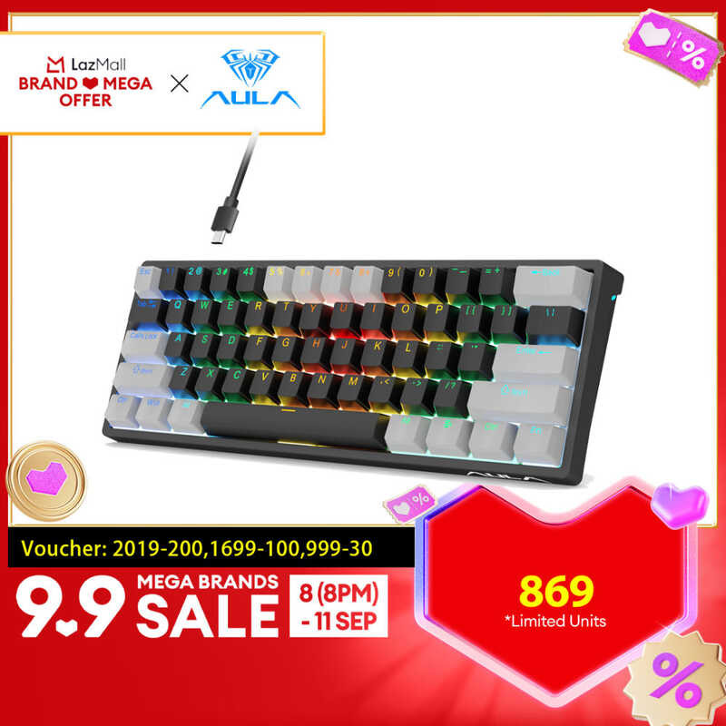 AULA 61 Keys Hot-Swappable RGB Backlit Mechanical Keyboard Detachable ...
