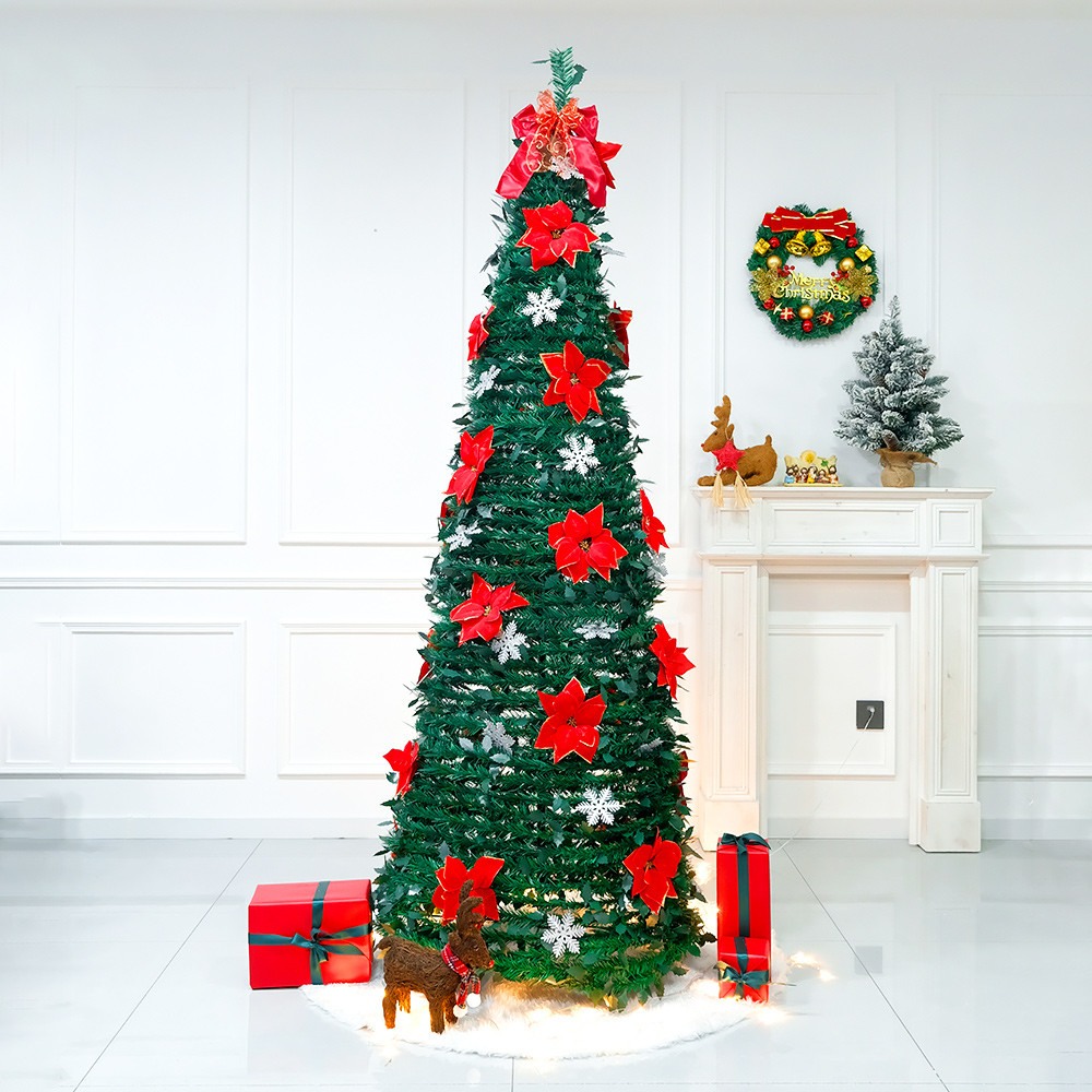 2025 New Foldable Christmas Tree with Decoration Set Pop Up Artificial ...