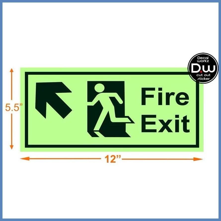 Fire Exit Sign Luminous / Glow in the Dark Cut Out Sticker in Sintra ...