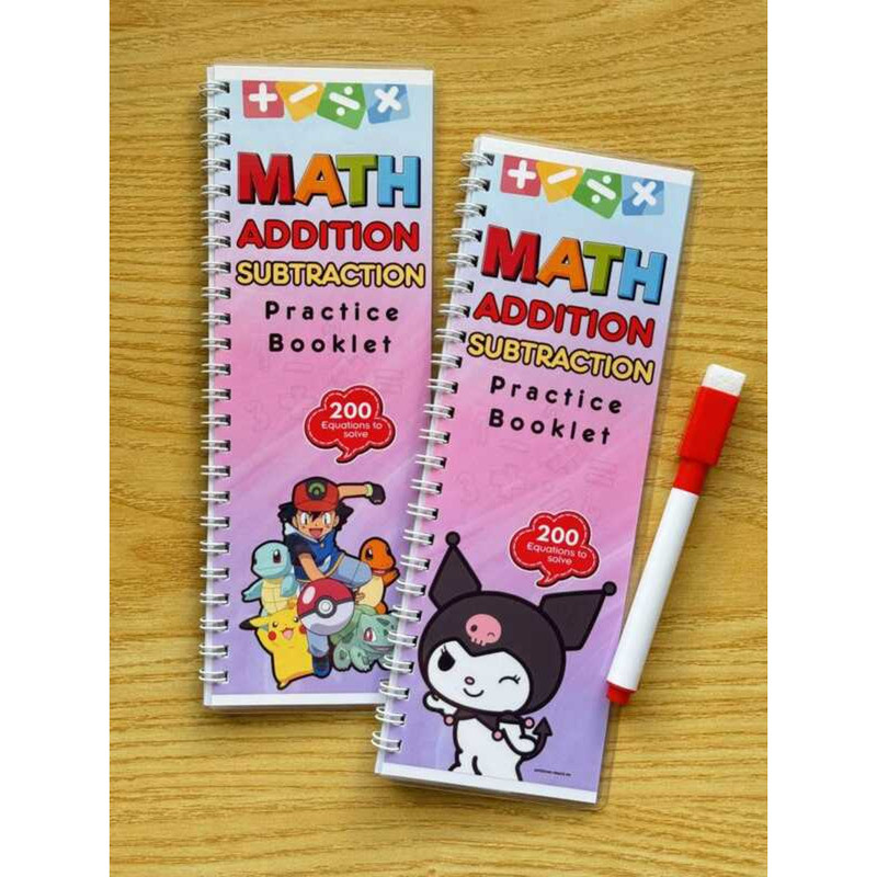 For Kids Practice Booklet Addition Subtraction Math Workbook Reusable ...