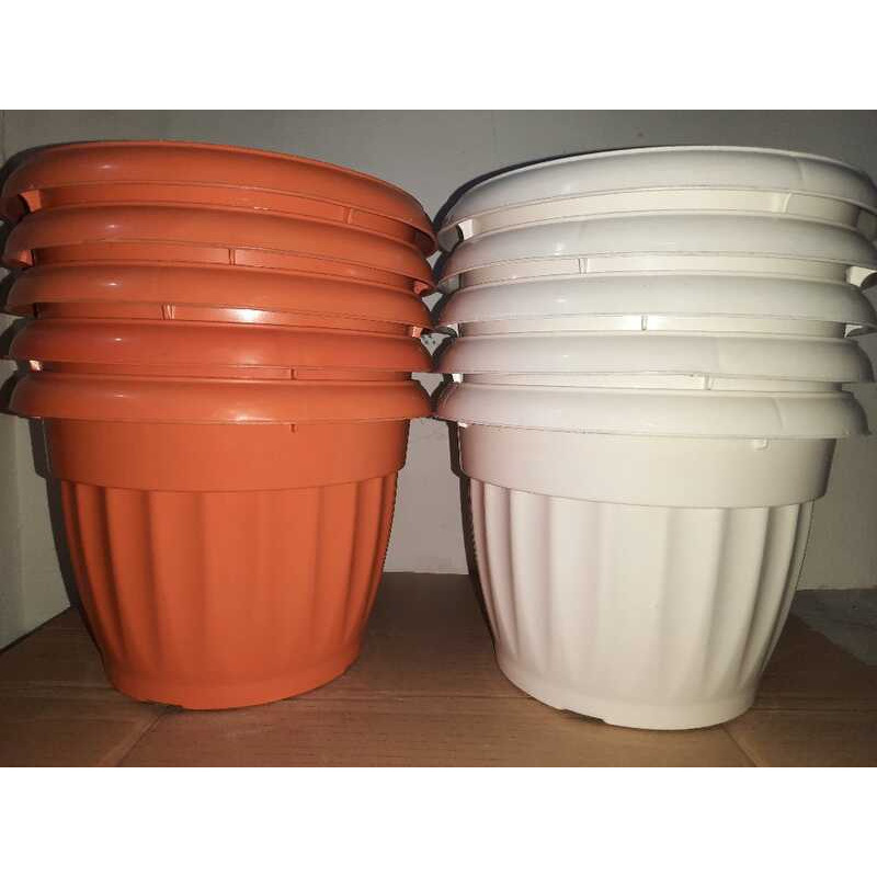 5Pcs BIG White / Orange Round Pots For Plants (10X7.5Inches) - 45Pesos ...