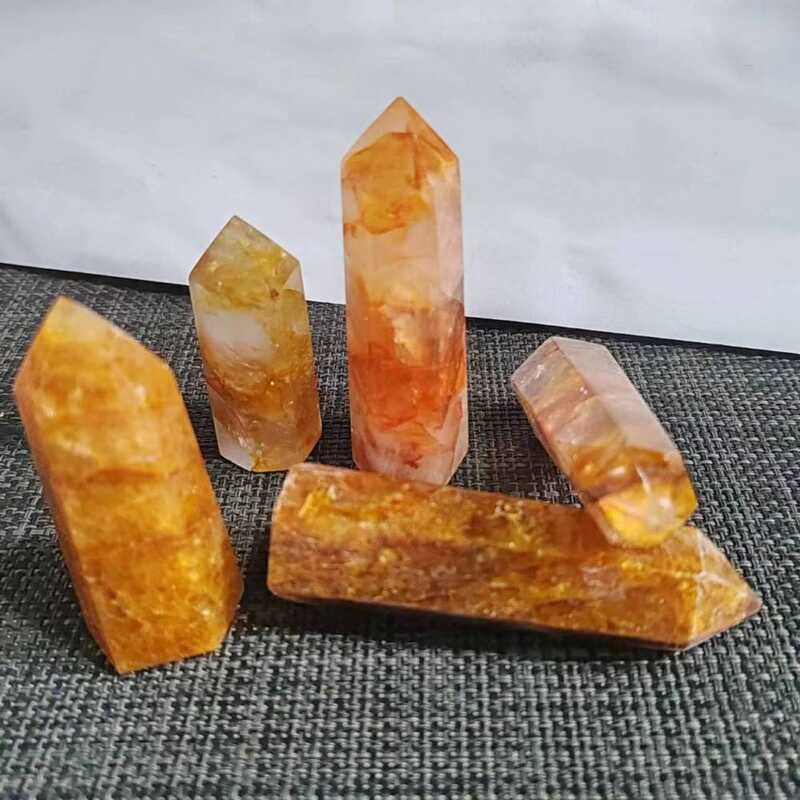 Natural Golden Healer Column Hexagonal Obelisk Healing Crystal Tower ...