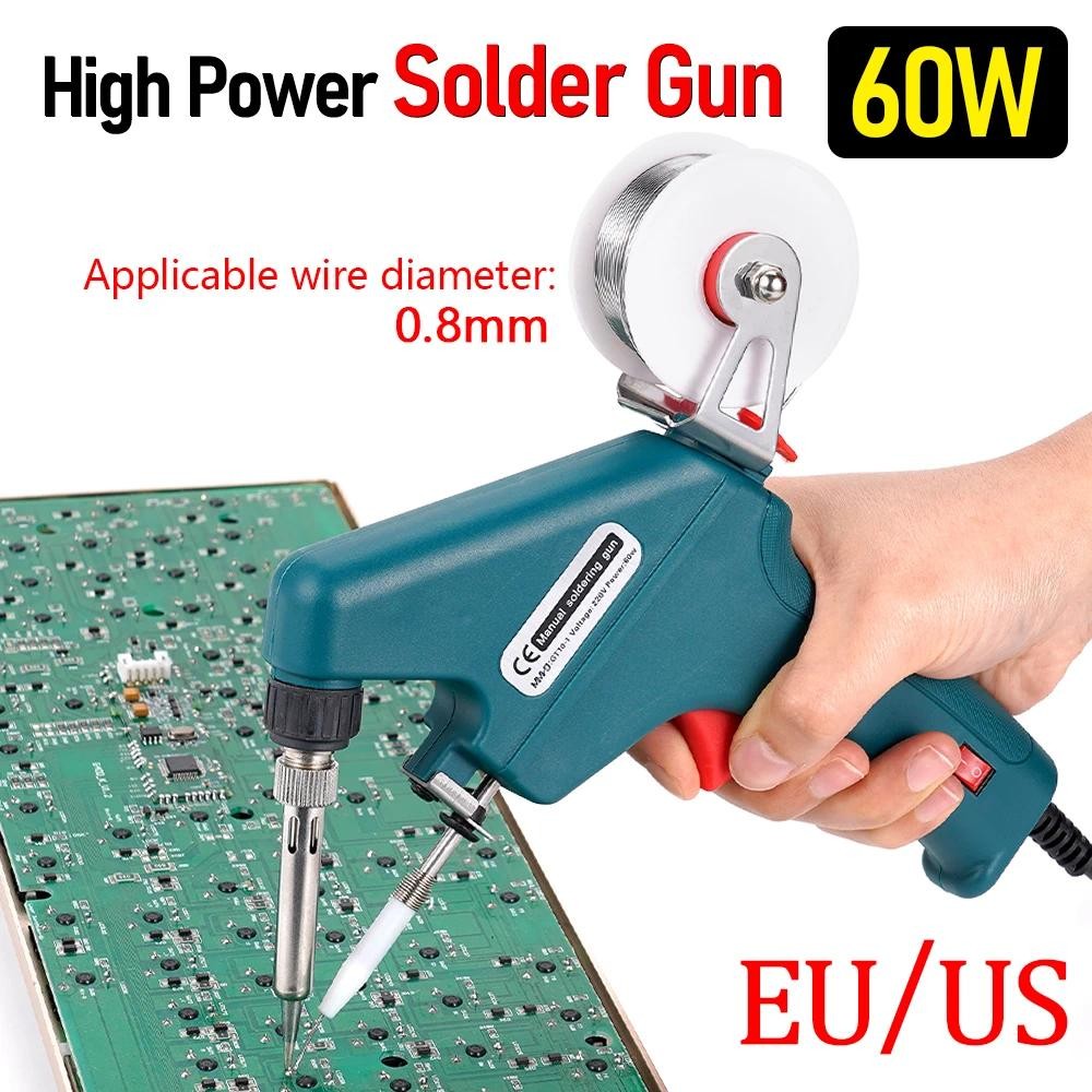 Blue Soldering Iron 60W Soldering Gun LED Quick Heat Lead-Free Tip Anti ...