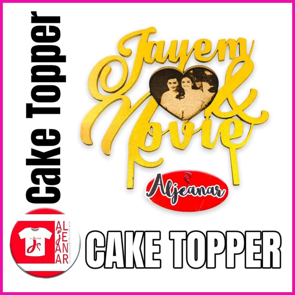 Wedding Cake Topper Personalized with Engraved Picture- Elegant Wood ...