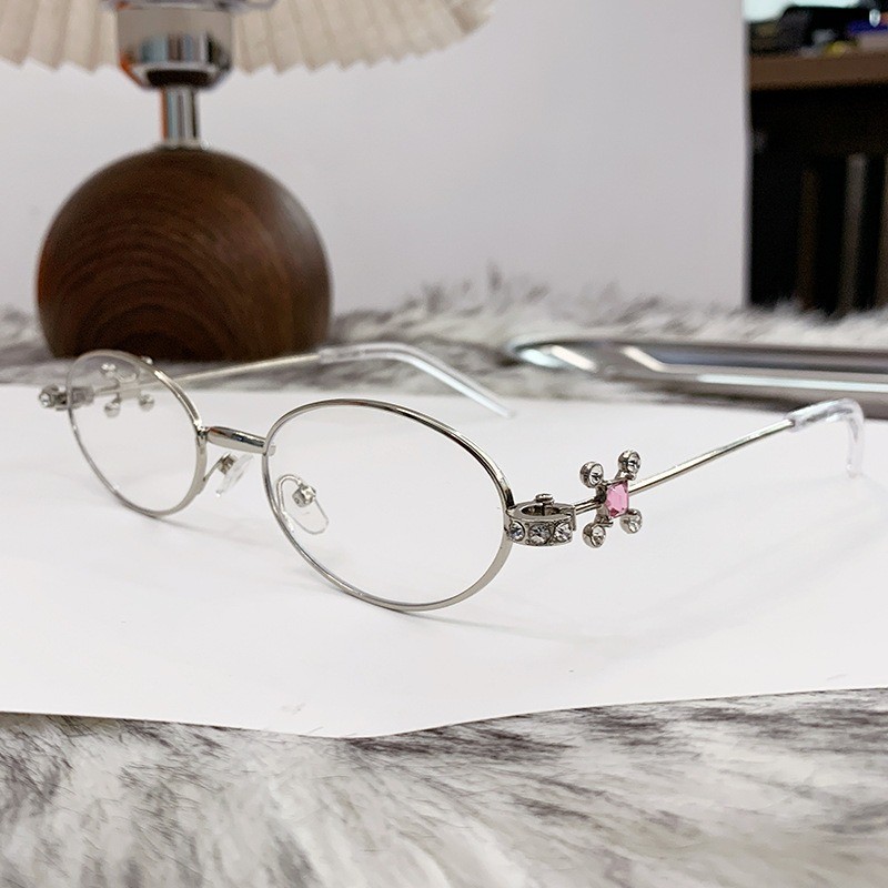 Jennie Same Style Craft Diamond Set Metal Oval Frame Sunglasses Women ...