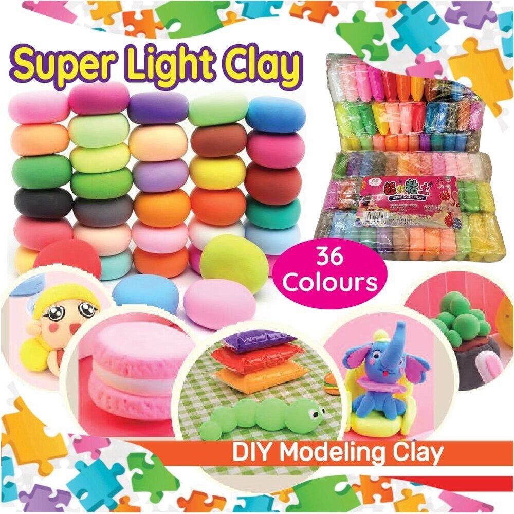 36 Colors Super Light Clay Set With Tools For Kids Non-Toxic DIY ...